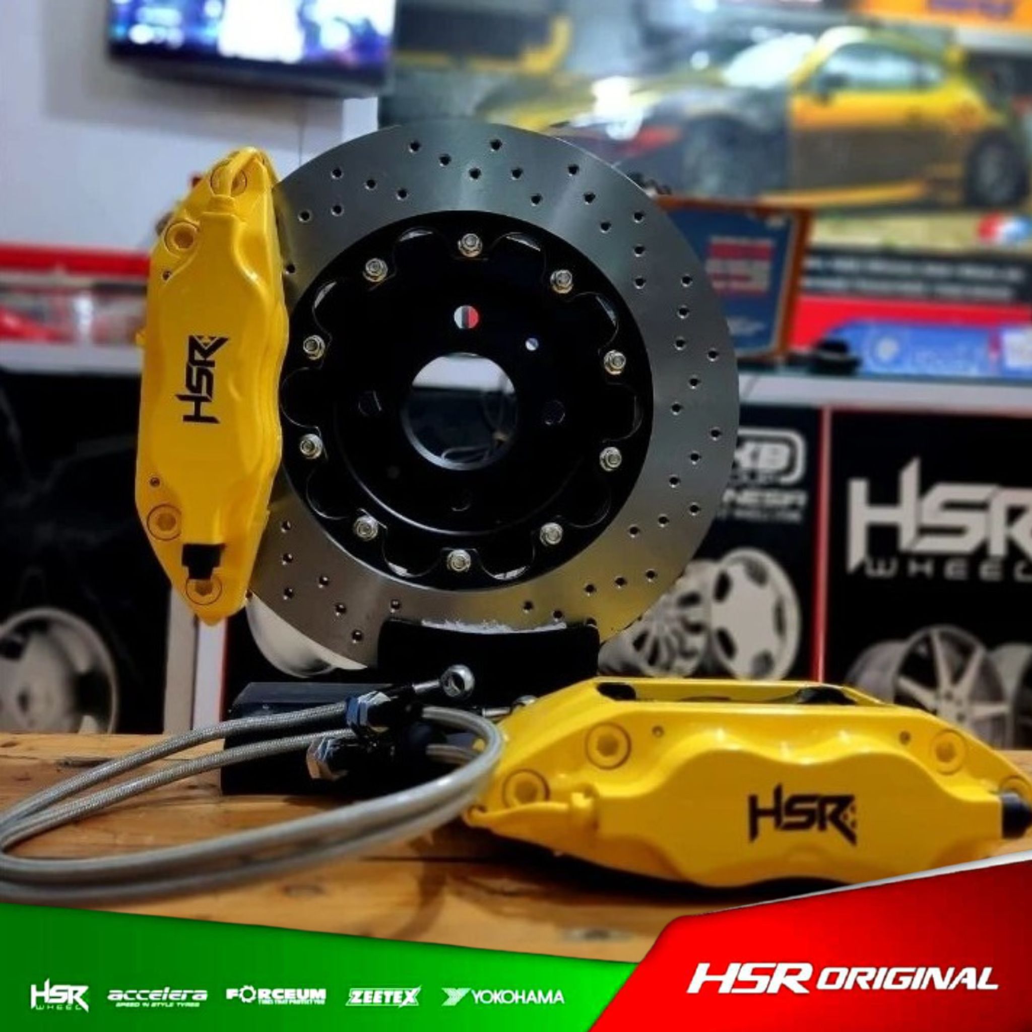 Big Brake Kit HSR 4 Piston / Pot 285x24 BBK Yellow Depan Mobil Toyota ...