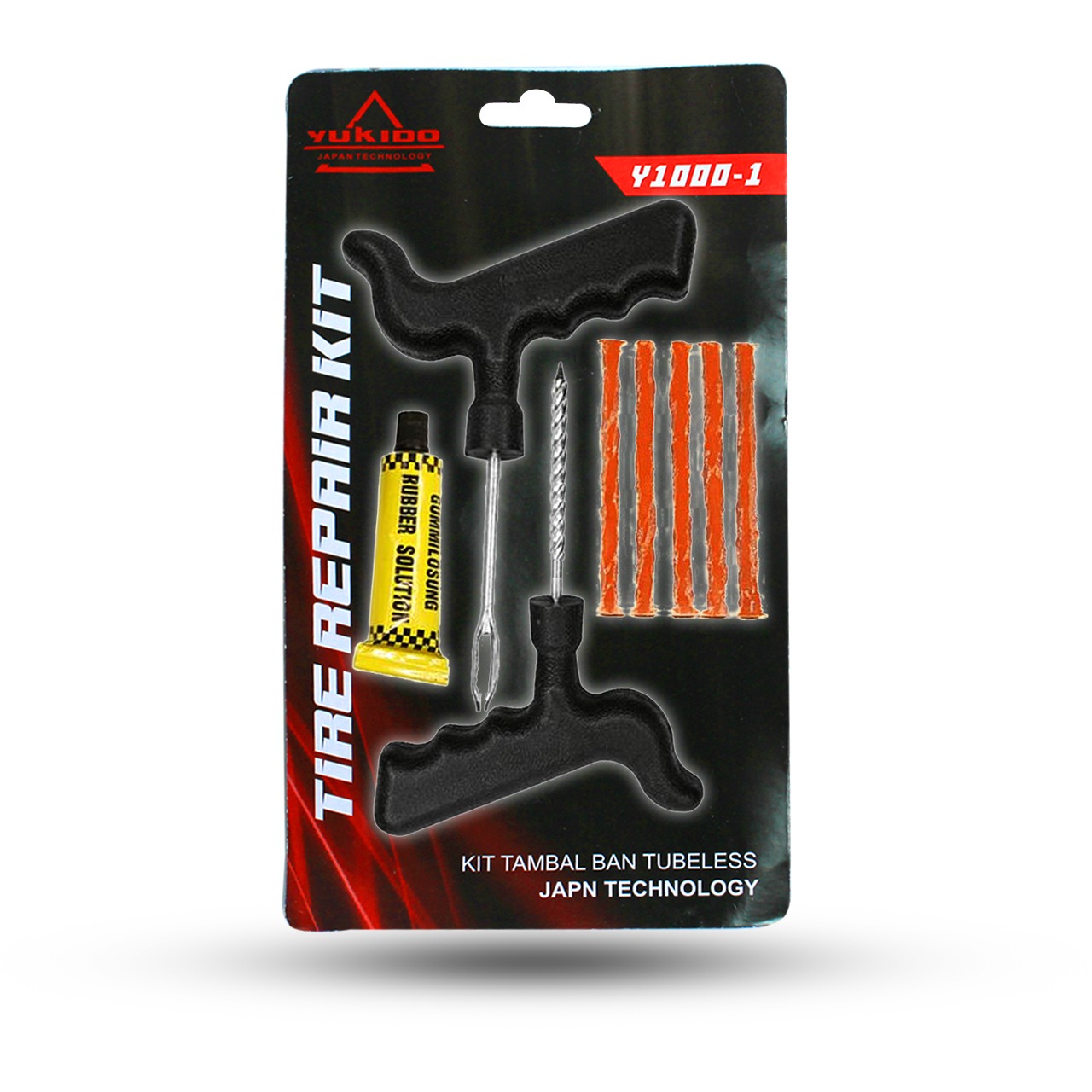 ALAT TAMBAL BAN YUKIDO JAPAN Set 9pcs Tubles Tubeless Tembel Set Repair ...