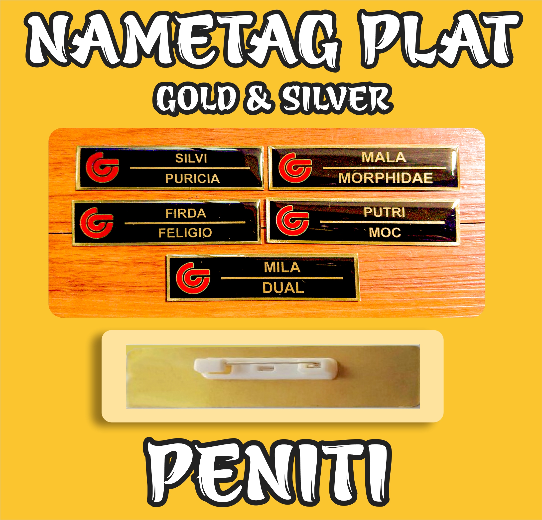 Nametag Kuningan/Nametag Silver/Nametag Plat/Name Tag Kuningan/Name Tag ...