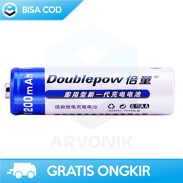 BATU BATERAI REMOTE AC TV AA RECHARGEABLE ORIGINAL DOUBLEPOW 1200 mAh ...