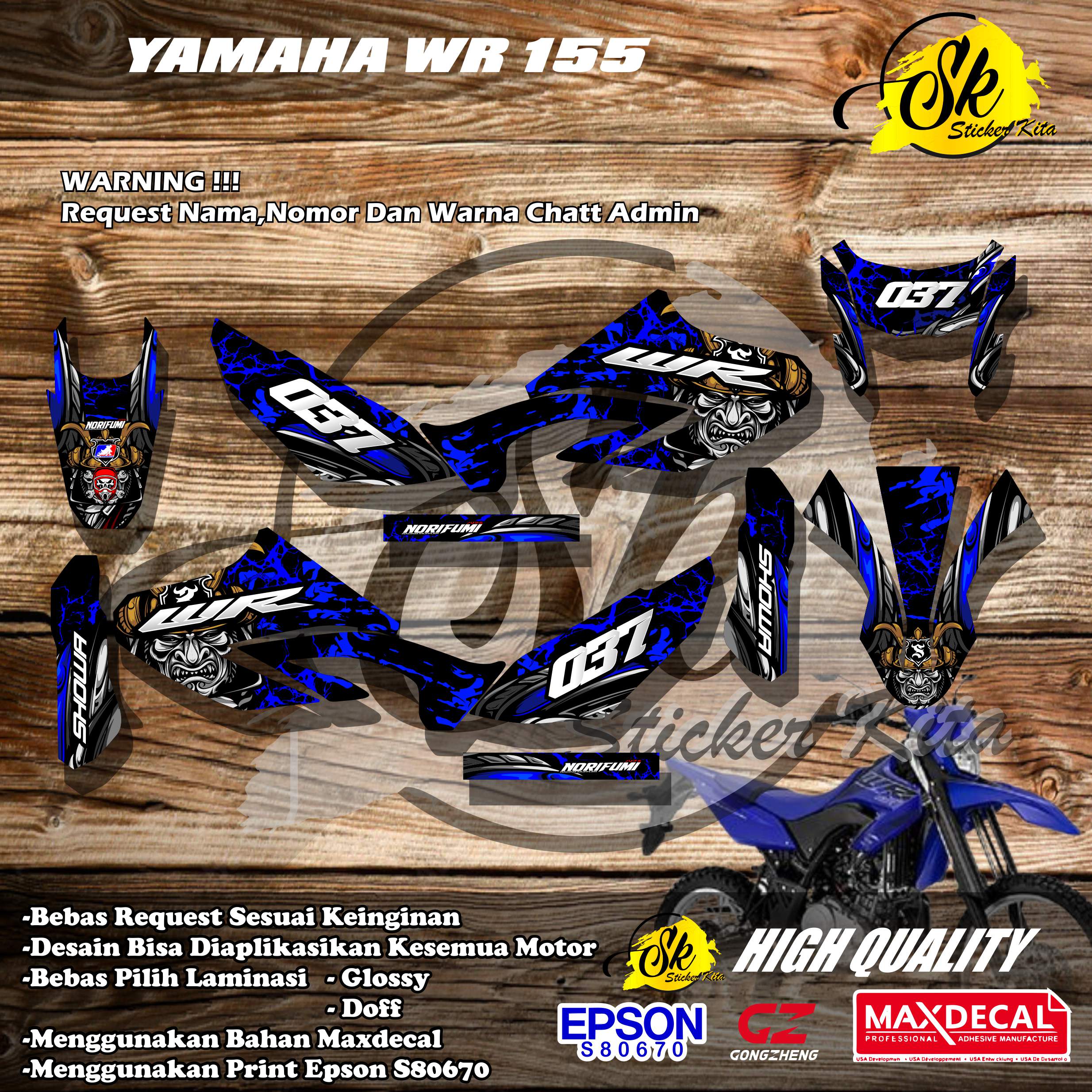 204 DECAL STICKER FULLBODY MOTOR YAMAHA WR 155 DESAIN BERCAK KEREN ...