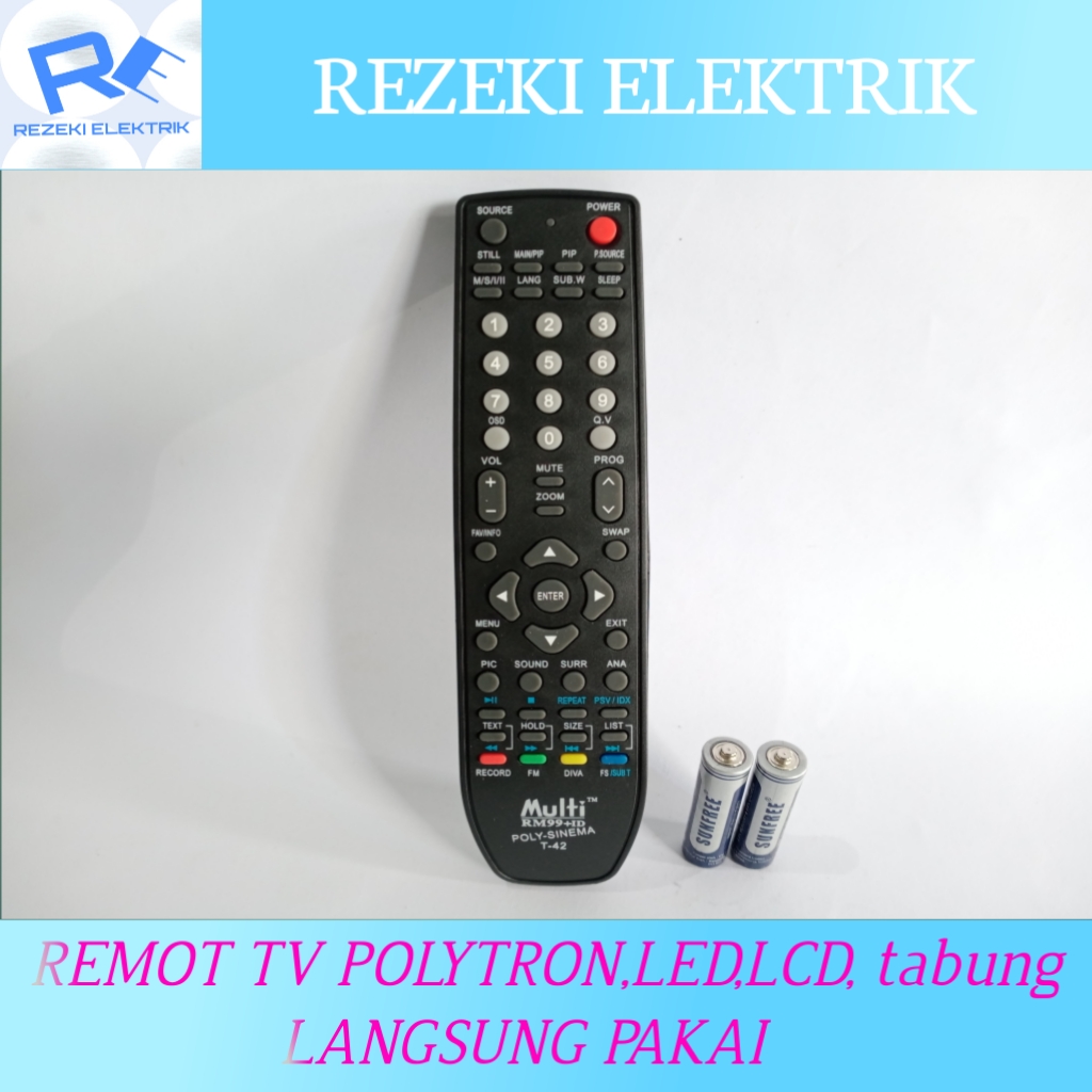 REMOT TV MEREK POLYTRON LED LCD TABUNG LANGSUNG PAKAI GRATIS BATERAI ...