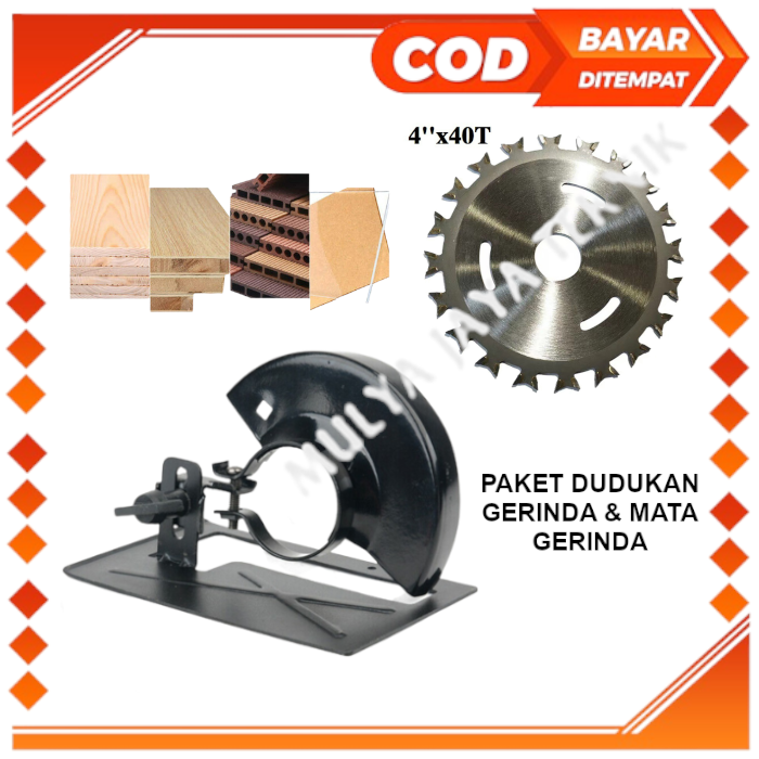 Mata Gerinda Gergaji Potong Kayu 40T Mata Grinda Double 4" Set Dudukan ...