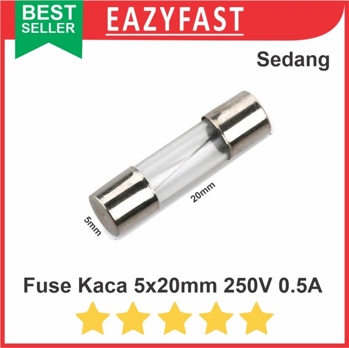 Fuse Kaca Sekring 0.5A Ampere Tabung Kecil 5x20 5x20mm 5 x 20 mm 250V ...