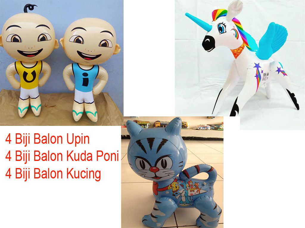 GROSIR 12 BIJI Balon Tiup CAMPUR UPIN IPIN KUDA PONI KUCING termurah ...