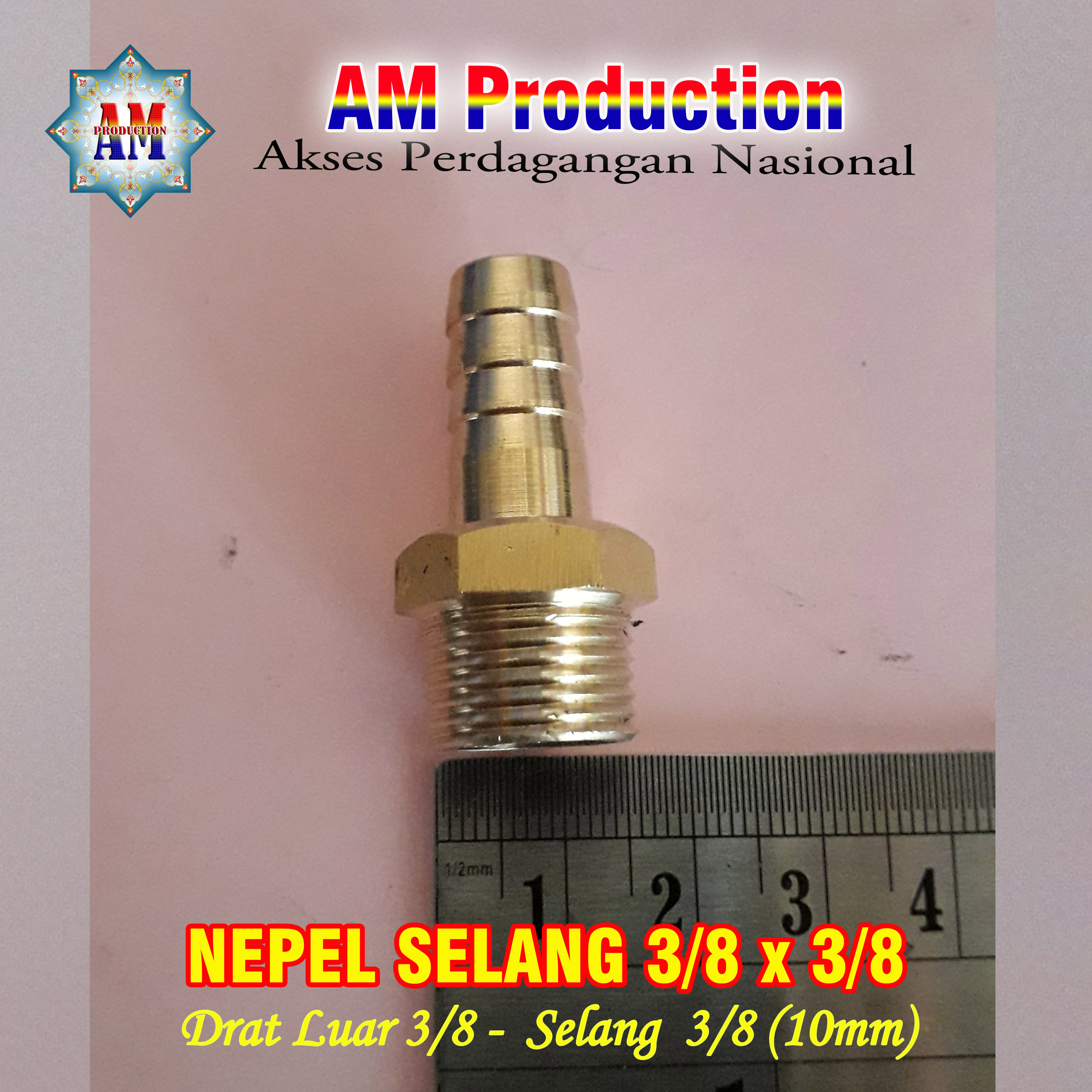 Nepel Selang 3/8x3/8, Neaple 3/8x3/8, Nipple Hose, Fitting Hose, Drat ...