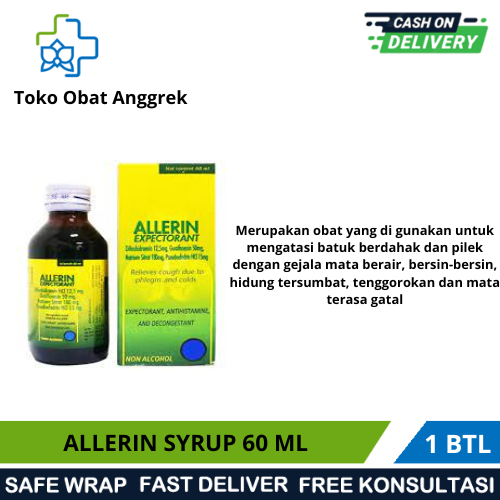 ALLERIN EXPECTORANT SYRUP/60ML/OBAT BATUK BERDAHAK / PENGENCER DAHAK ...