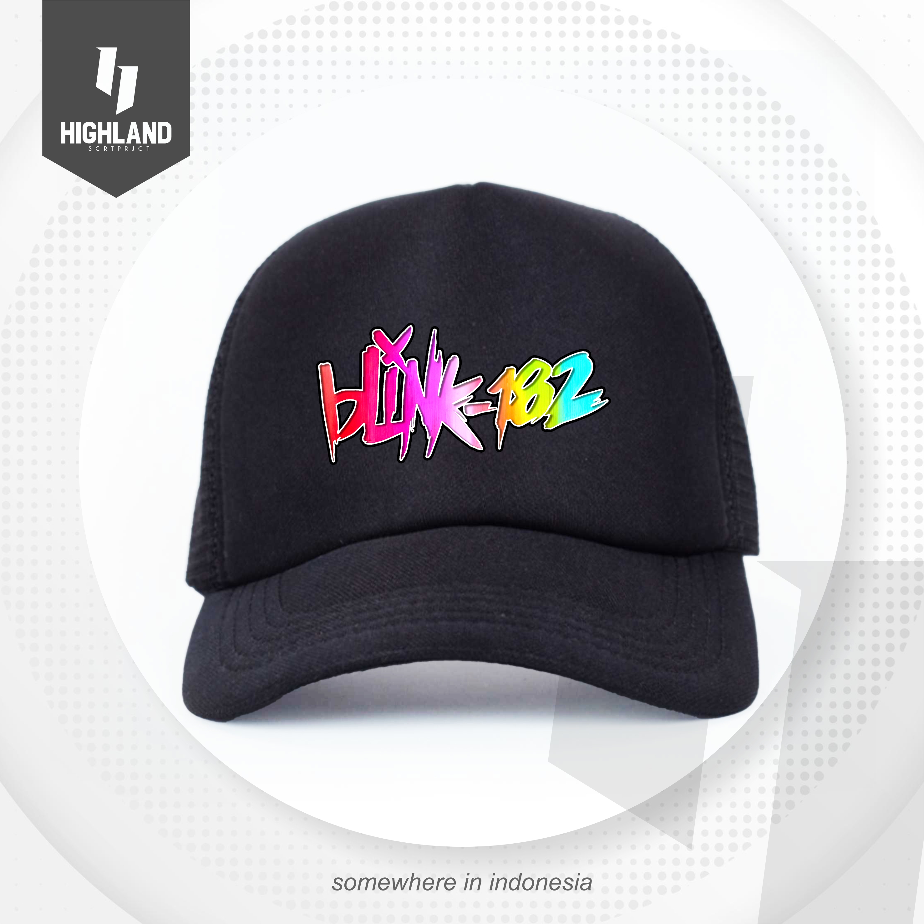 Topi jaring Hitam Putih BLINK Trucker Hat - HIGHLAND | Lazada Indonesia