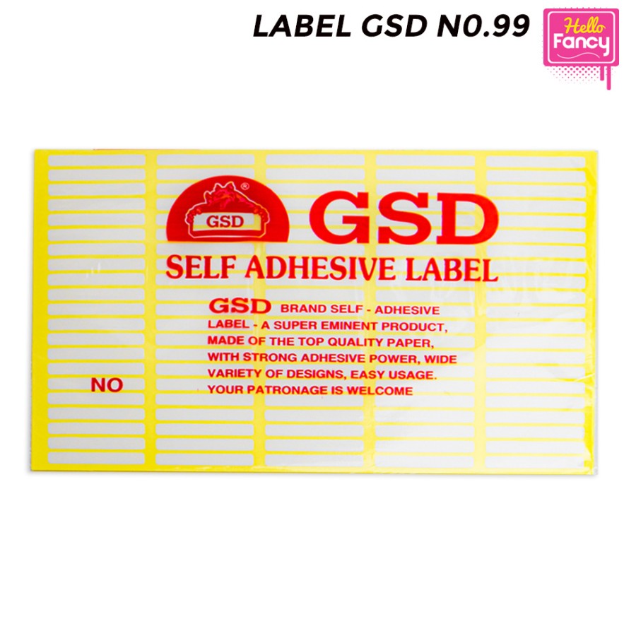 Label Stiker Sticker GSD Self Adhesive no.99 / Lebel Stiker GSD-99 ...