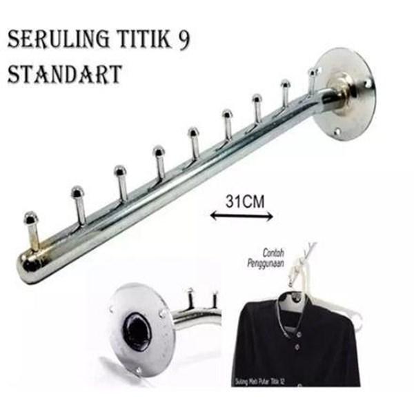 Gantungan Baju Hanger Dinding Besi Seruling Tembok 9 titik tekuk lurus ...