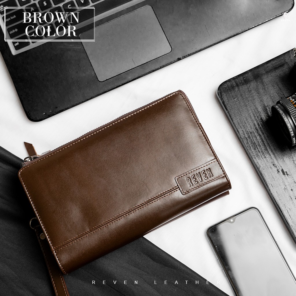 REVEN LEATHER - Hand bag diamante pria kulit sapi asli tas tangan Pria ...