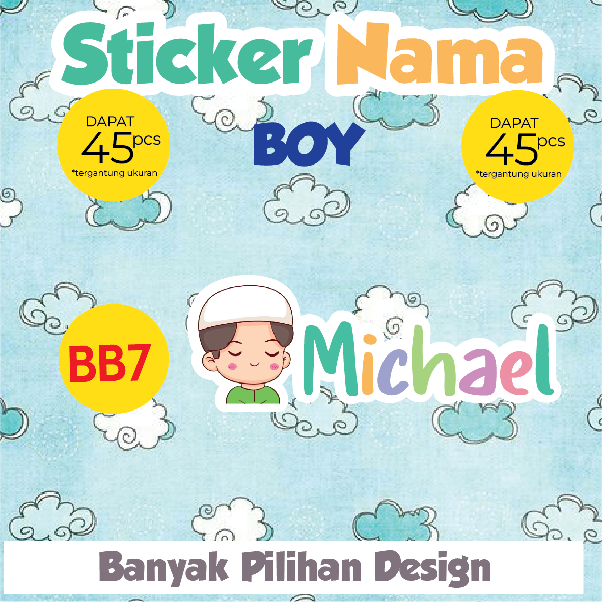 Stiker label nama FACEKIDS anak Sticker buku anak sticker pensil kartun ...