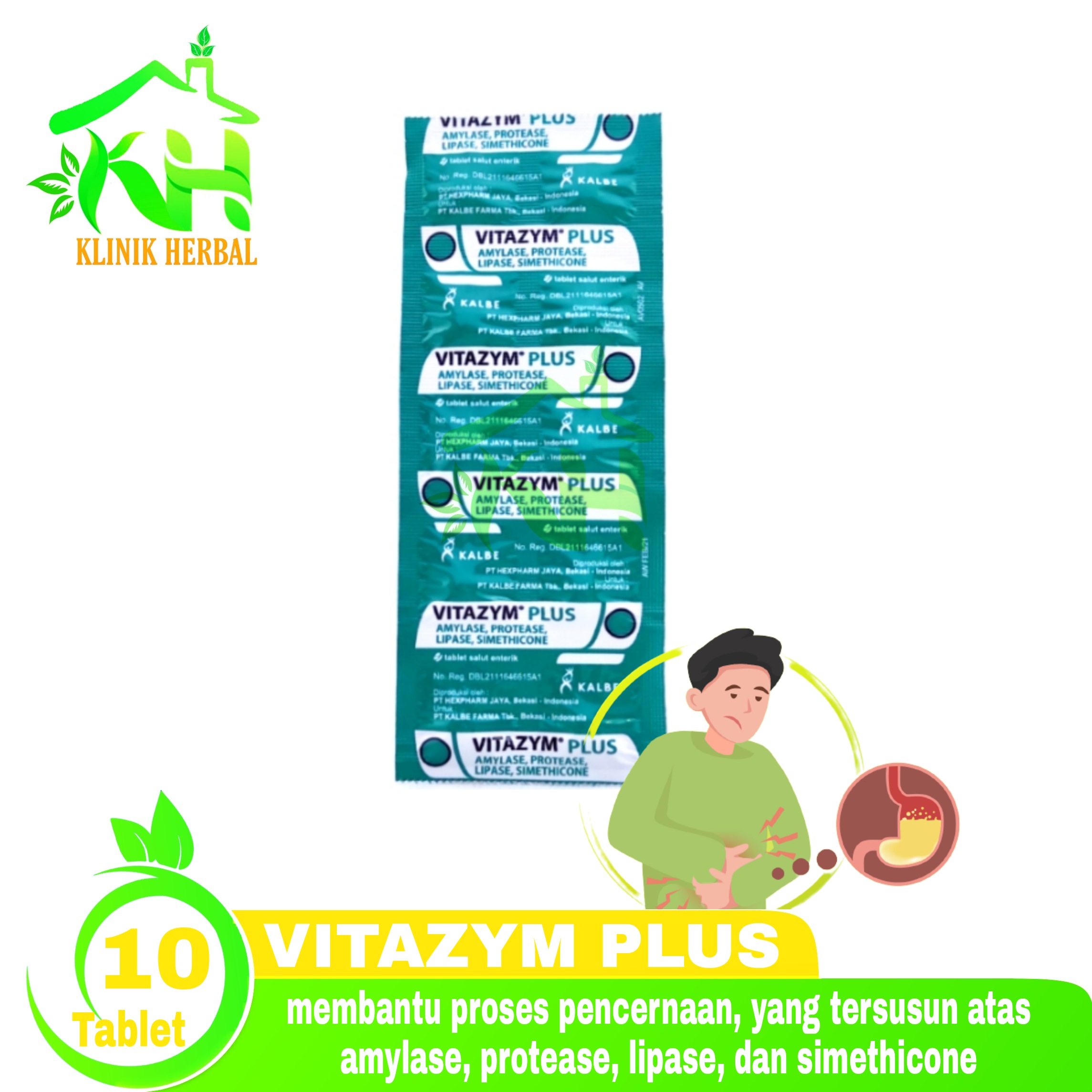 Vitazym Plus Strip - Obat Pencernaan, Kembung dan Mual | Lazada Indonesia