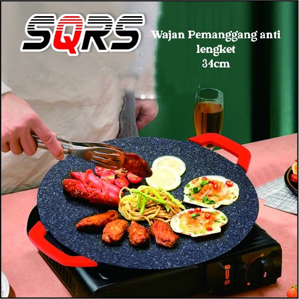 Wajan Panggangan Bulat SQRS Grill Pan Pemanggang BBQ Tanpa Arang Modern ...