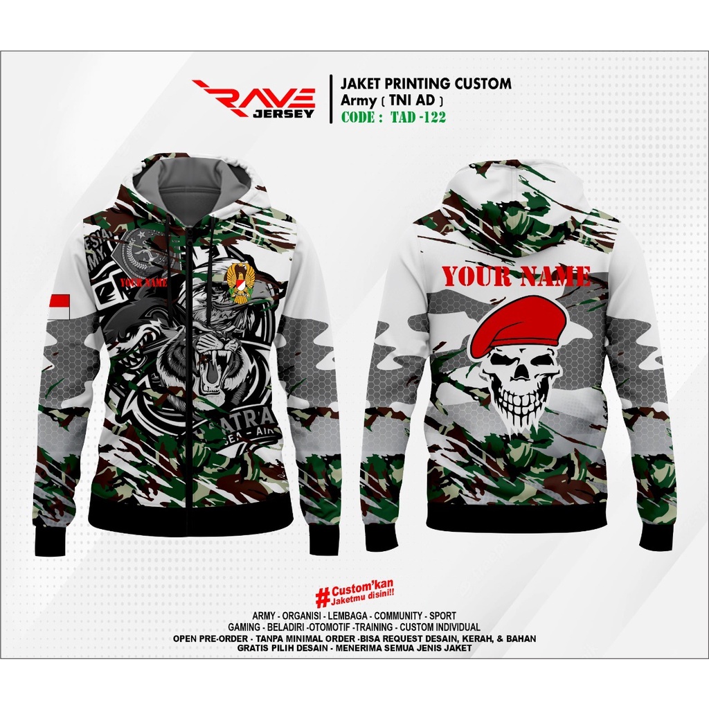 JAKET TNI AD PRINTING SUBLIM CUSTOM | Lazada Indonesia