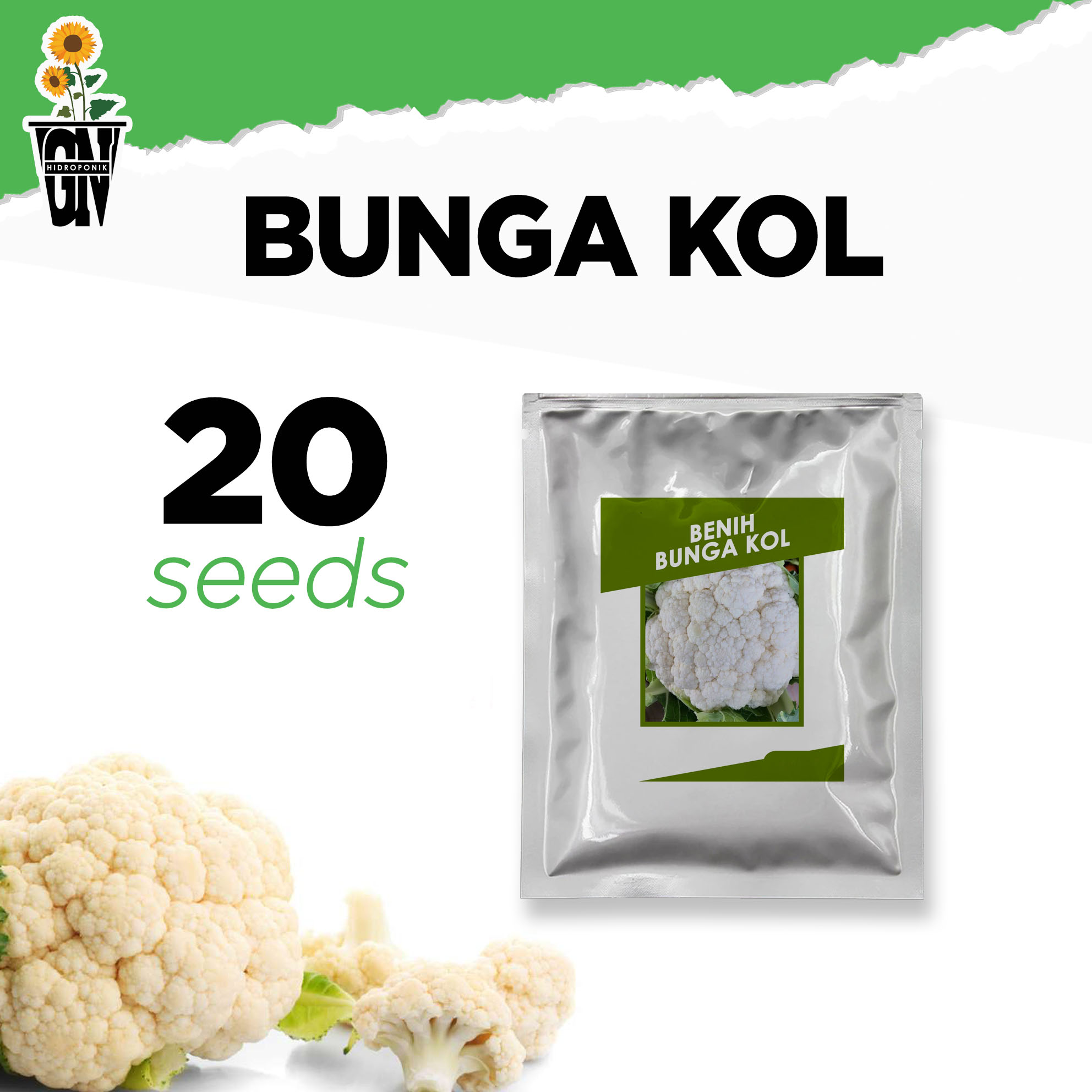 Benih Super Kembang Kol / Cauliflower / Bunga Kol Sayur - isi 20 biji ...
