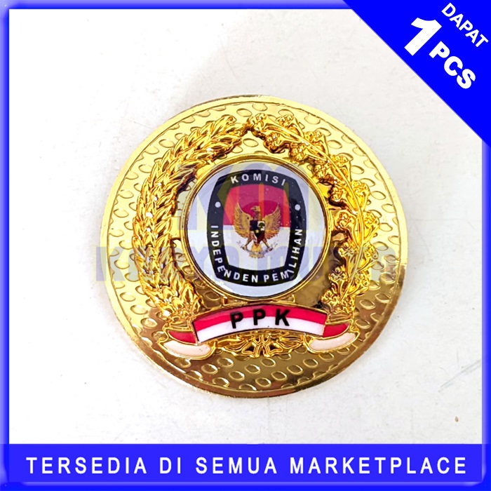 Pin Kip Ppk Model Padi Kapas Bulat Pin Ppk Komisi Independen Pemilihan Karya Mulya 1pcs
