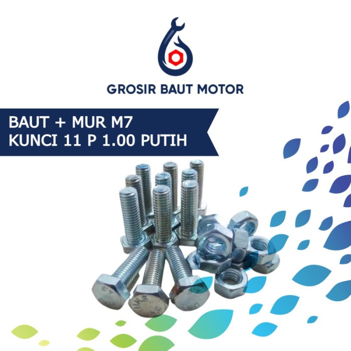 100 Pcs Baut Mur HEX Putih M7 X 30 Kunci 11 | Lazada Indonesia