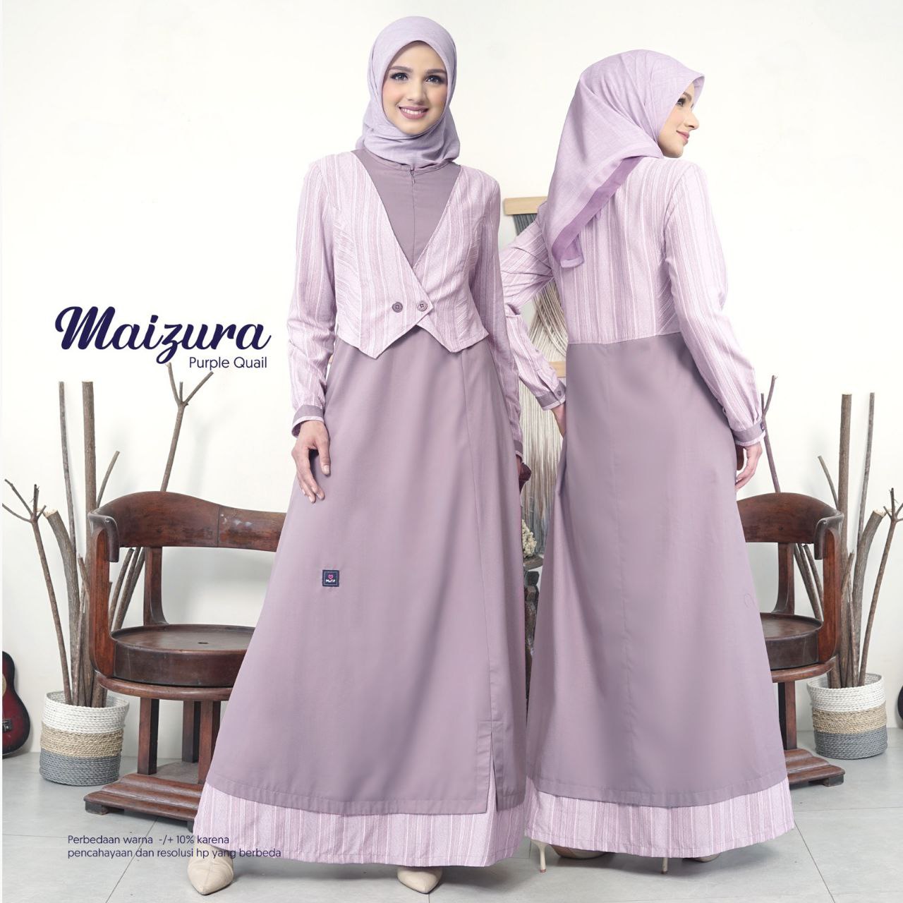 (COD) Gamis Katun Dewasa MUTIF MAIZURA PURPLE QUAIL || GAMIS MUTIF ...
