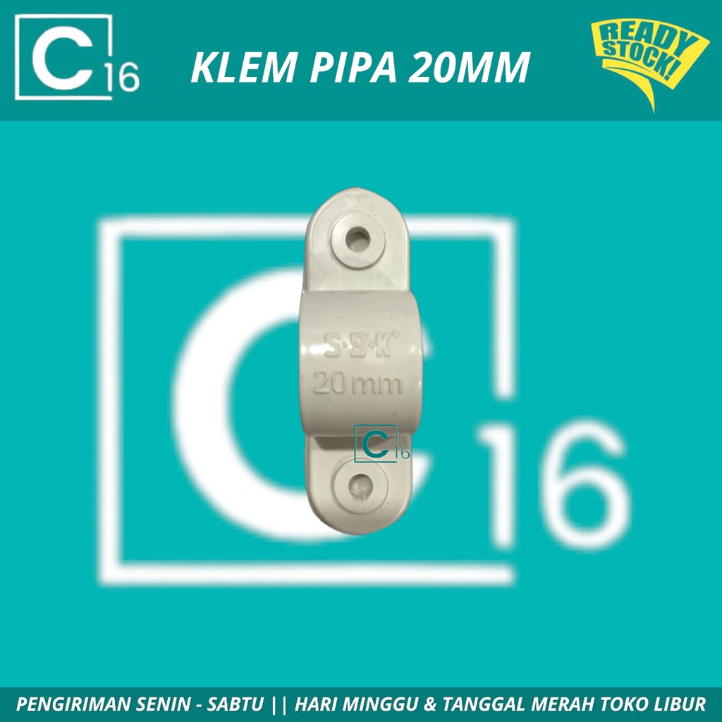 Klem Penjepit Pipa Conduit PVC 20mm 20 mm Termurah Berkualitas (harga per 10 pcs) | Lazada Indonesia