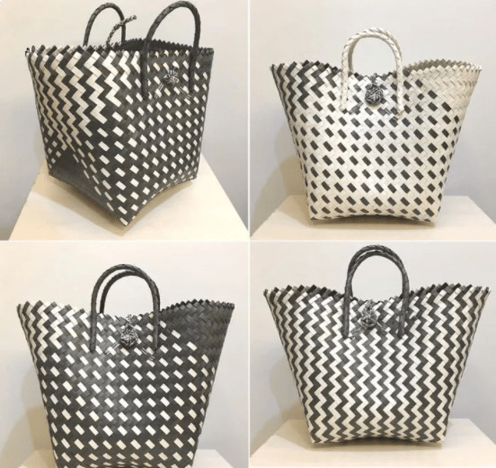 tas pasar anyaman hitam putih belanja tradisional keranjang souvenir ...