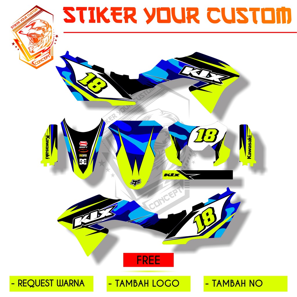 dekal stiker klx 150 bf army blue | Lazada Indonesia