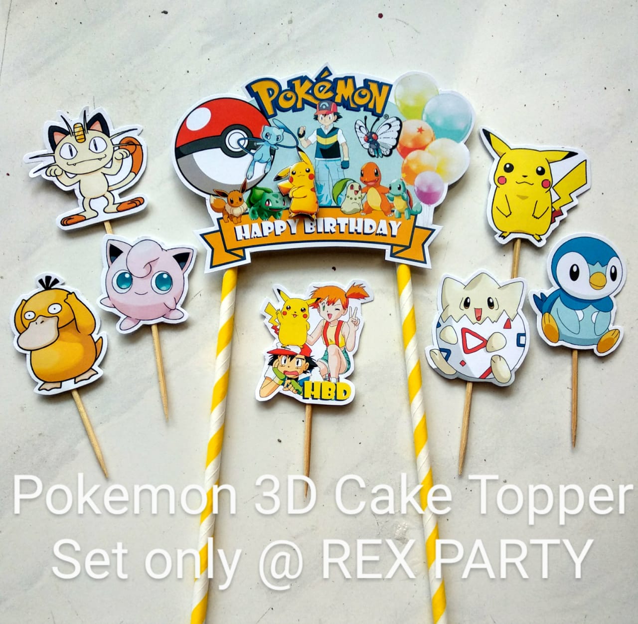 Pokemon Cake Topper/Topper Kue Pokemon/3D Birthday Topper | Lazada ...
