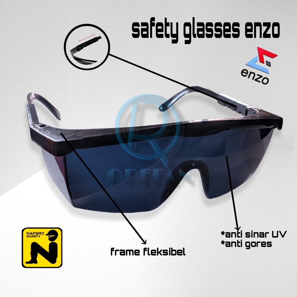 Kacamata Safety Las Gerinda Hitam Smoke dan Clear Tebal Enzo | Lazada Indonesia