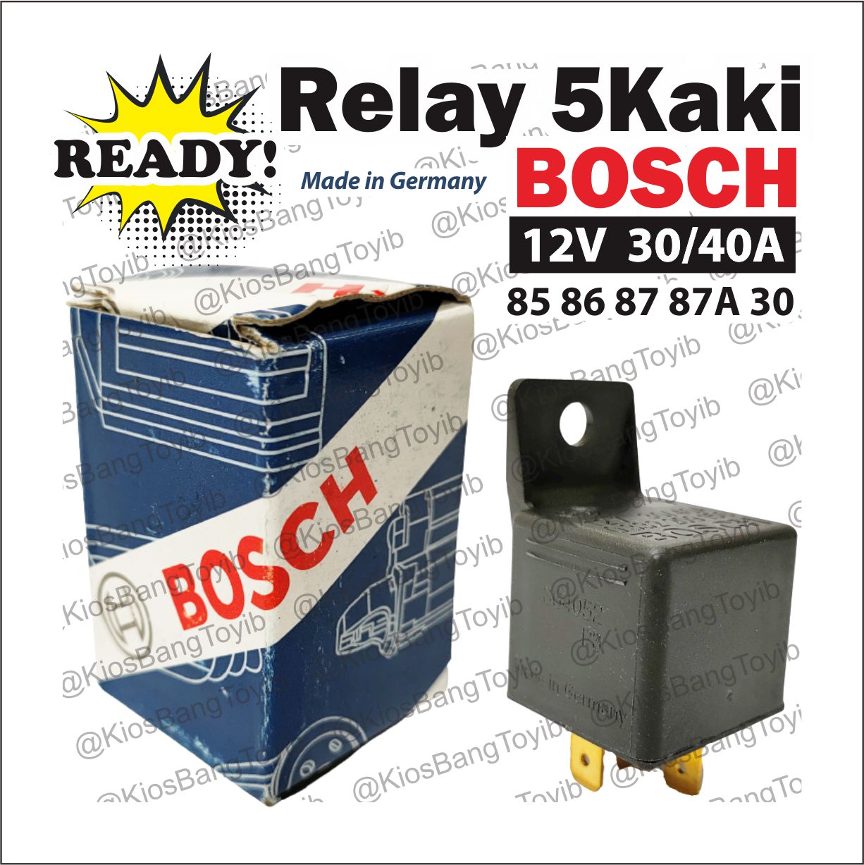 Relay Riley Kaki 5 Pemutus Arus 87A 12V 30/40A BOSCH | Lazada Indonesia