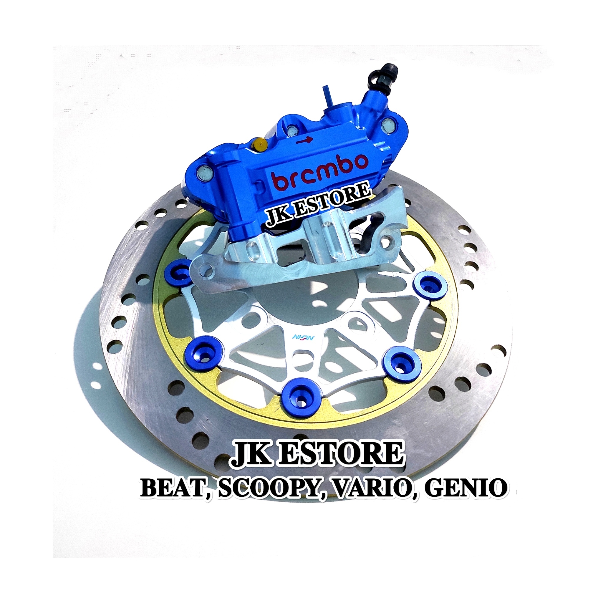 Paket Kaliper Monoblok 4 Piston + Piringan Nissin Uk 220MM + Breket Kaliper BEAT VARIO SCOOPY ...