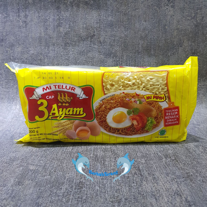 mie Telor Cap 3 Ayam 200gr / Mie Telur / Egg Noodle | Lazada Indonesia