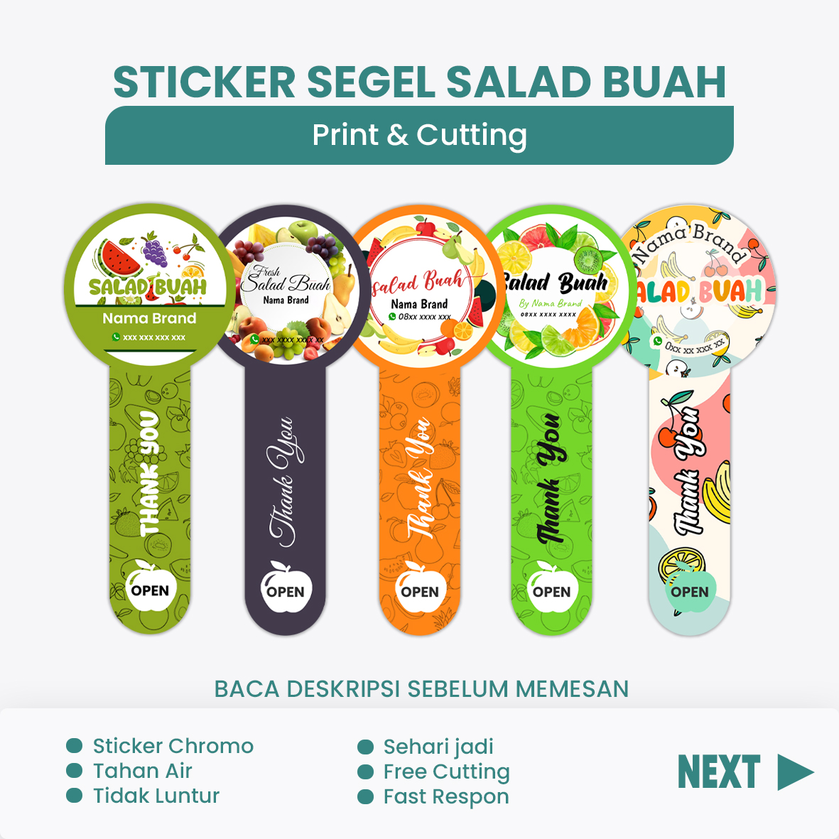 Cetak Stiker Segel Salad Buah - Stiker seal Salad Buah Custom Nama logo ...