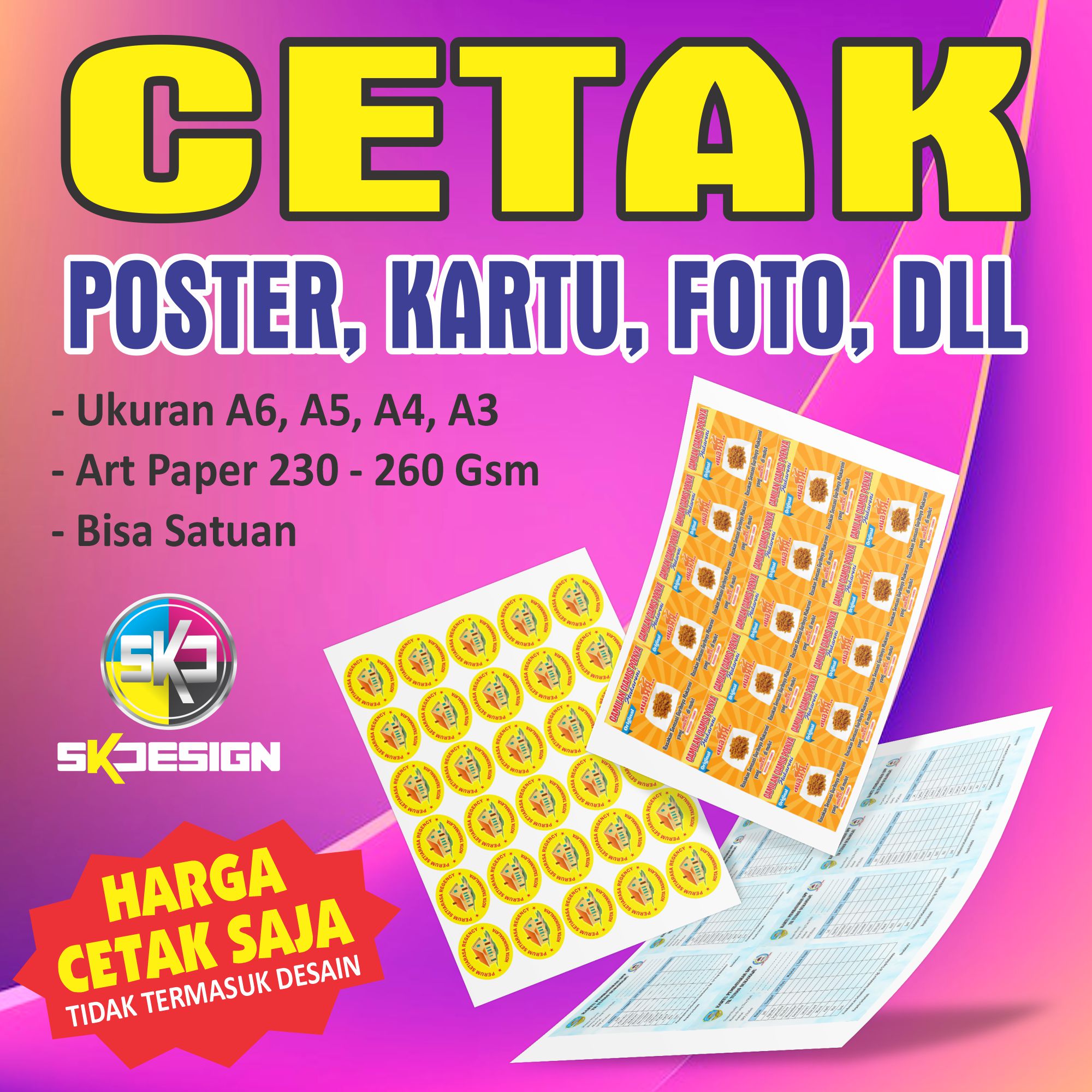 Cetak POSTER, KARTU, DAFTAR MENU, FOTO Eceran | A3, A4, A5, A6 | Bahan ...
