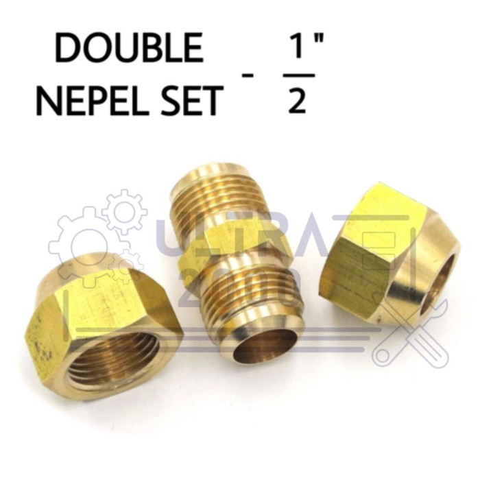 Double Nepel 1/2 SET / Nepel Ac Mobil Angin Kompresor / Nepel Sambungan ...