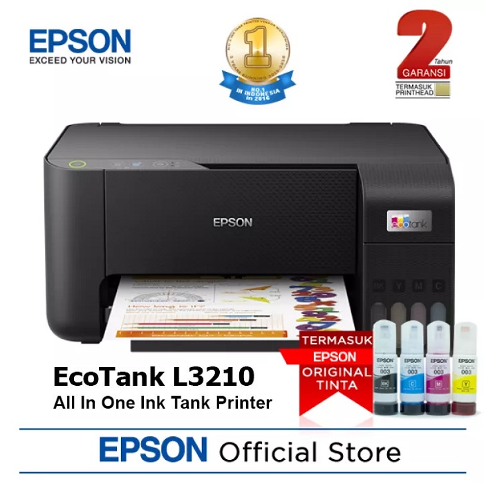 Printer Epson EcoTank L3210 A4 All-in-One Ink Tank pengganti L3110 ...
