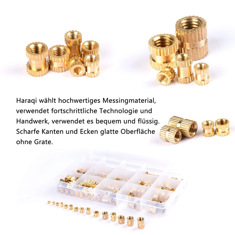 380Pcs Thread Inserts M2 M2.5 M3 M4 M5 M6 Metric Female Thread Brass ...