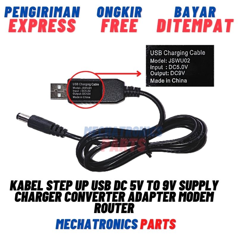 Kabel Step UP USB DC 5V to 12V, 5V to 12V Supply Charger Converter ...