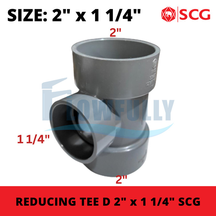 REDUCING TEE D 2 x 1 1/4 INCH SCG VLOK REDUCER OVERLOOP TEE DV T DIM ...