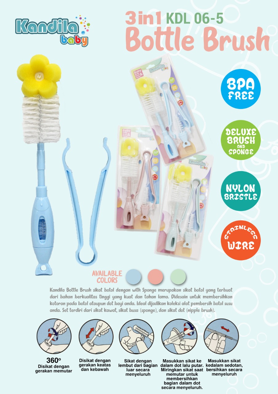 Sikat Botol Penjepit Botol Sikat Dot Empeng Bayi Kandila Baby KDL06-5 | Lazada Indonesia