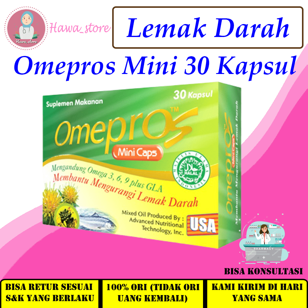 Omepros Mini 30 Kapsul / Obat / Suplemen Makanan / Omega 3 / Kolesterol ...