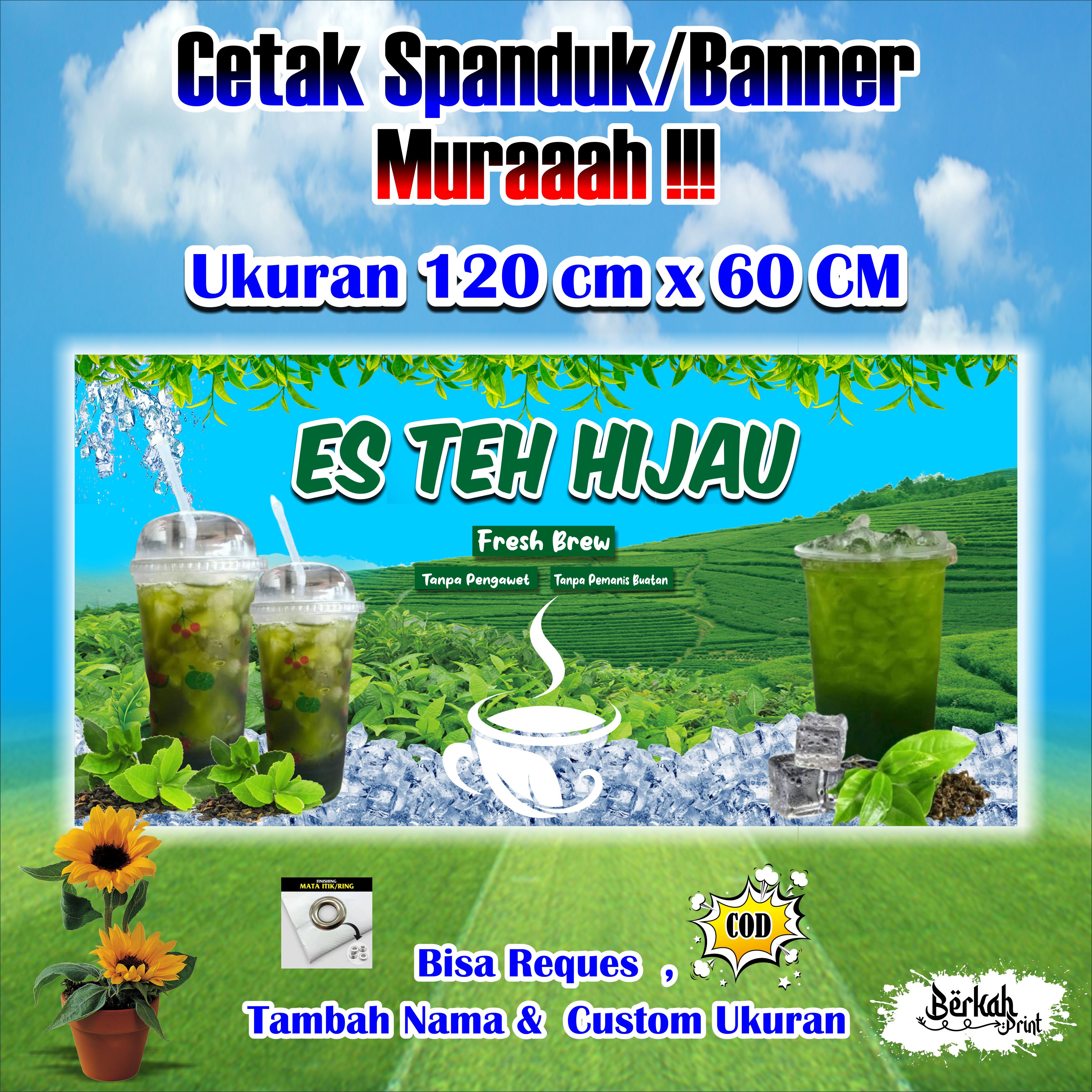 Spanduk Banner Es Teh Hijau Ukuran 120 cm x 60 cm | Lazada Indonesia