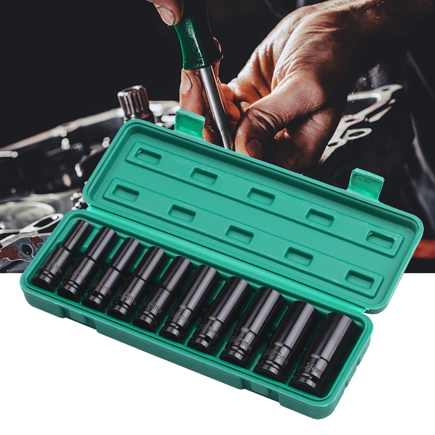Obeng Kunci Socket Set 12 Pcs Socket 8 - 24mm Ratchet Spanner - Box ...