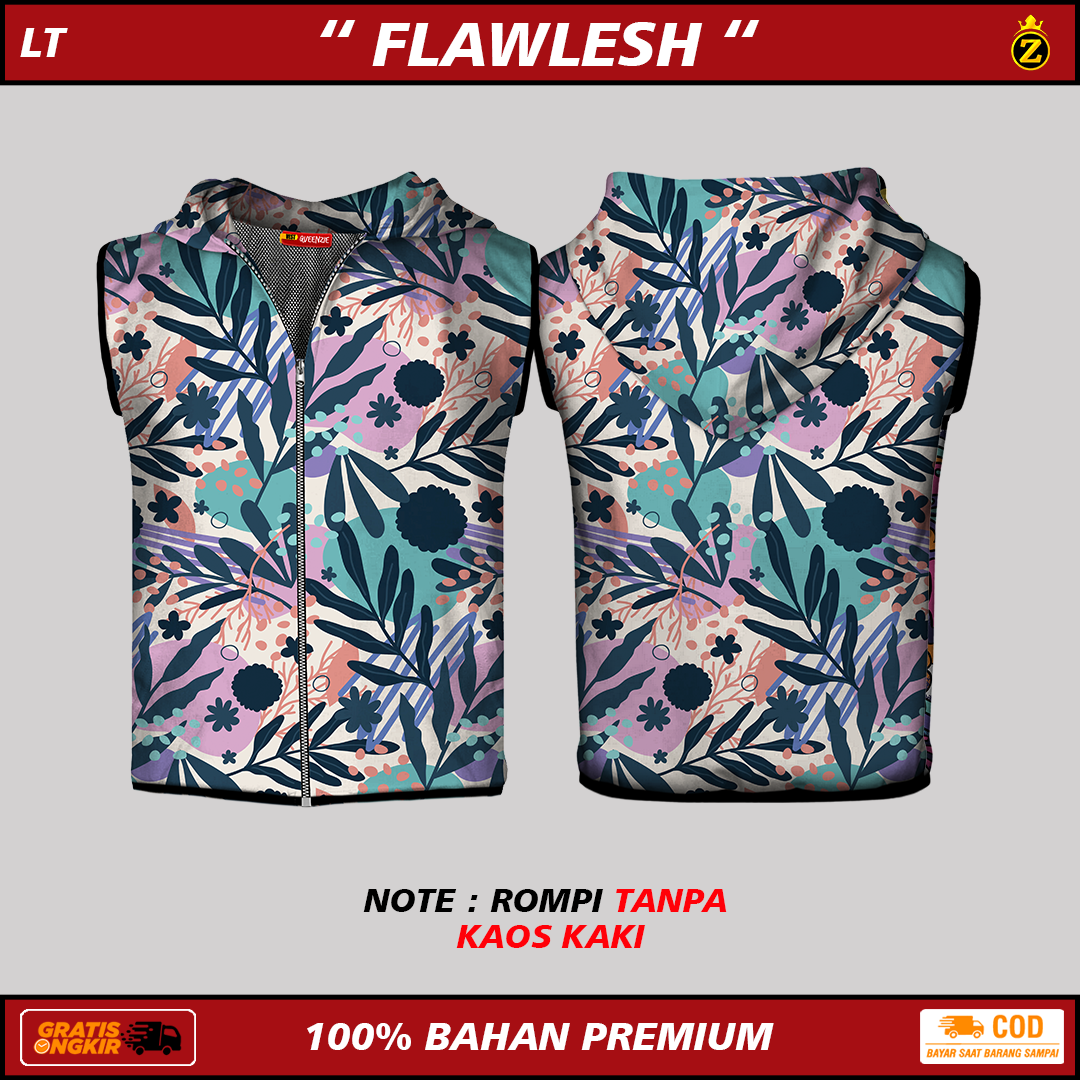 Queenzie Rompi Printing Wanita Pria Vest Hoodie Olahraga Running Anti ...