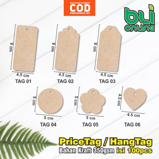 Pricetag / Hangtag isi 100 / Handtag / Label Baju / Tag / Kraft ...
