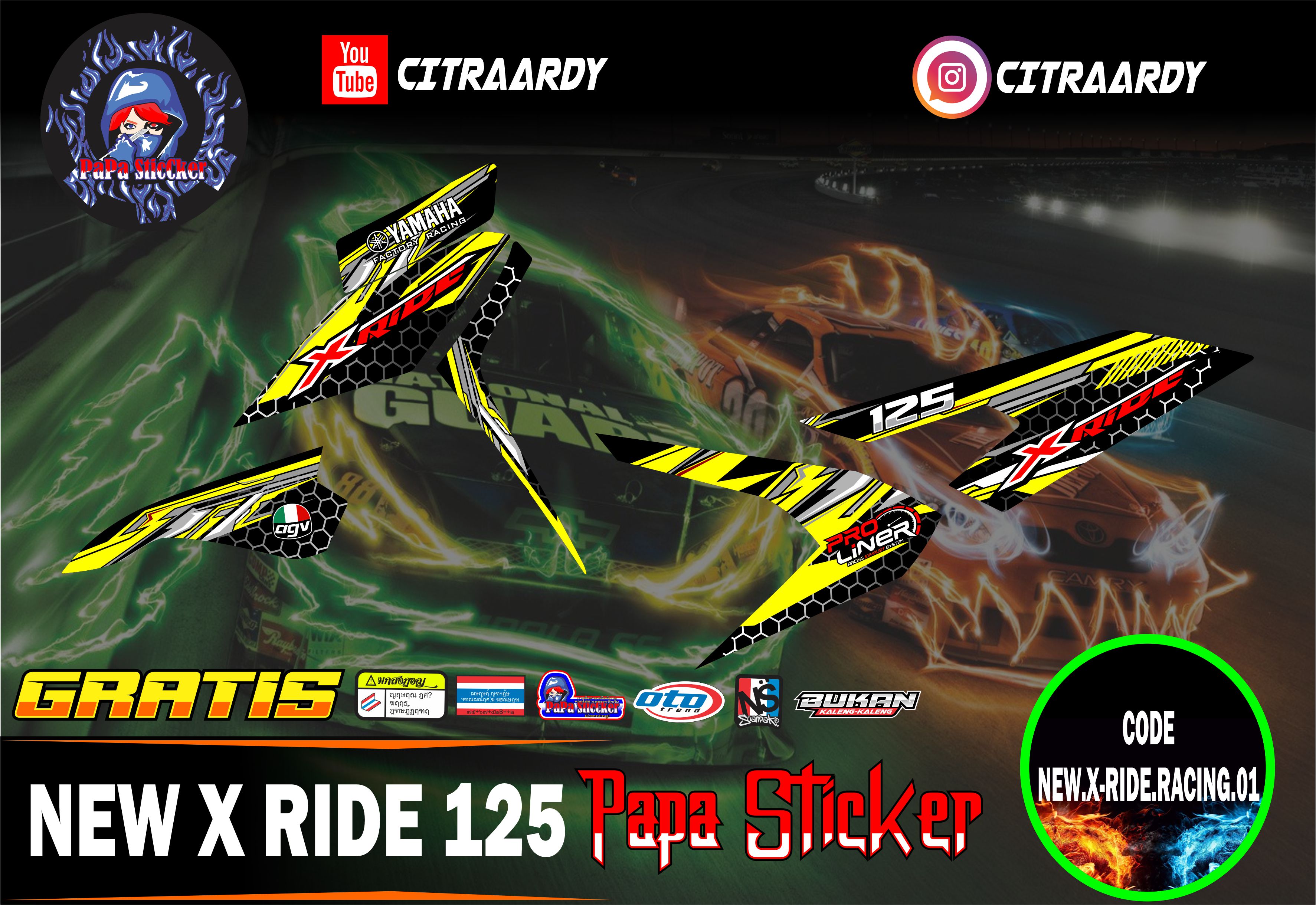 STRIPING VARIASI STICKER X RIDE 125 - STIKER X RIDE 125 - STICKER TTX ...
