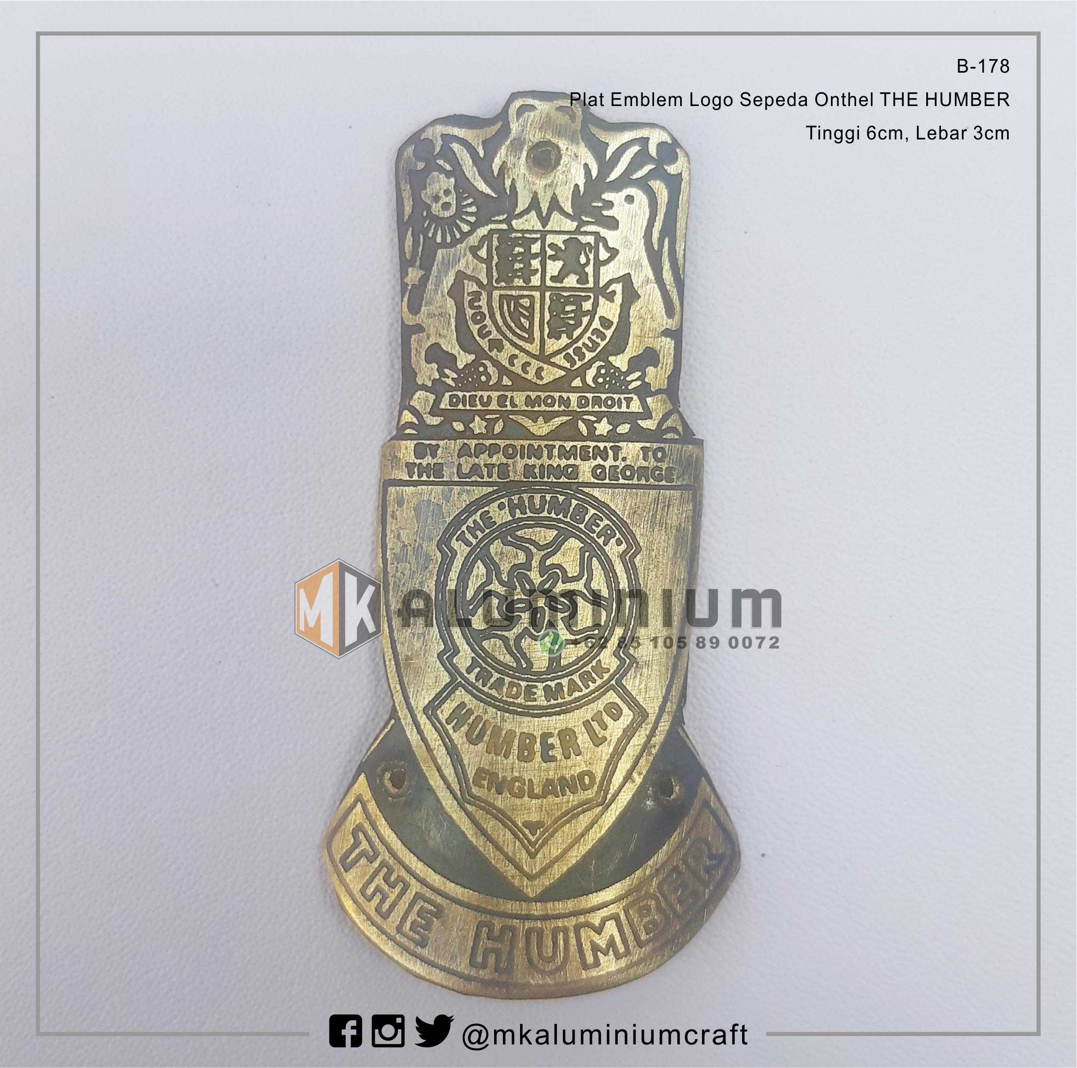 THE HUMBER - Plat Emblem Logo Sepeda Ontel Jawa Merk The Humber - B178 ...