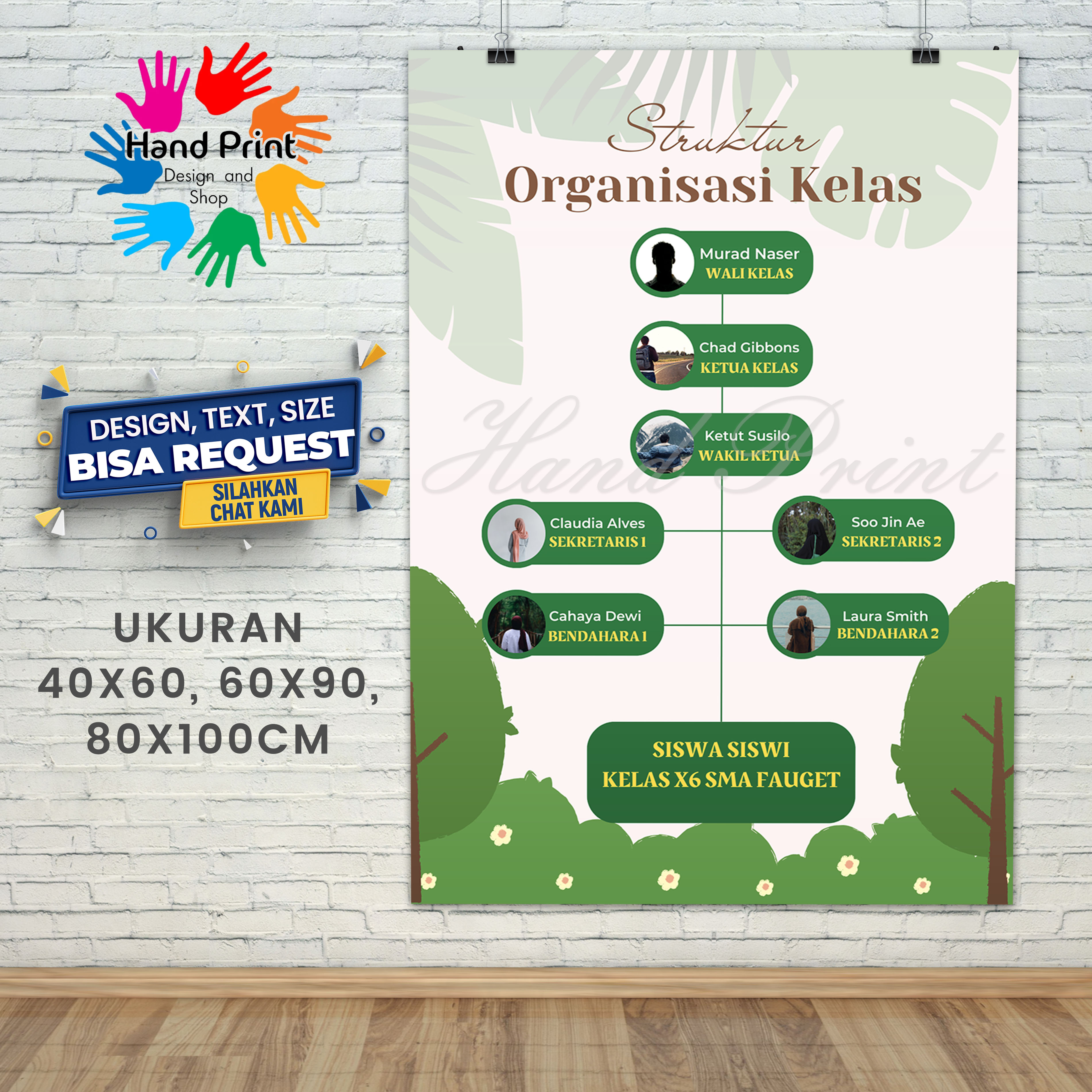 Spanduk Banner MMT Struktur Organisasi Kelas Susunan Pengurus Kelas ...