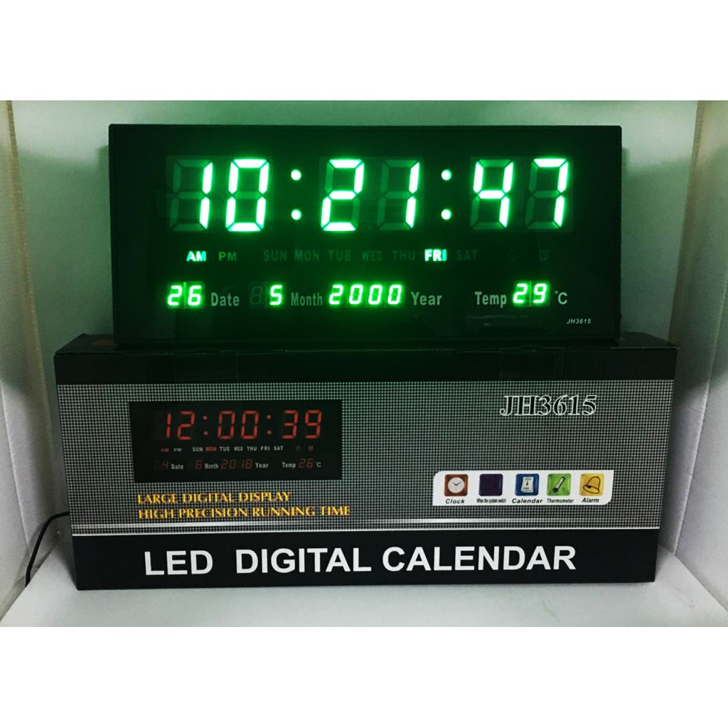 Jam Dinding Digital LED Besar / Jam Meja Digital Alarm Fitur Kalender ...