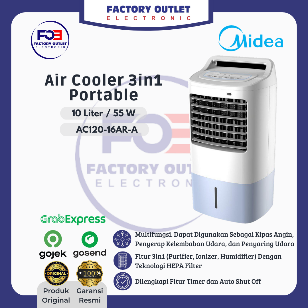 MIDEA AC120-16AR-A Air Cooler AC Portable Standing 3in1 | Lazada Indonesia