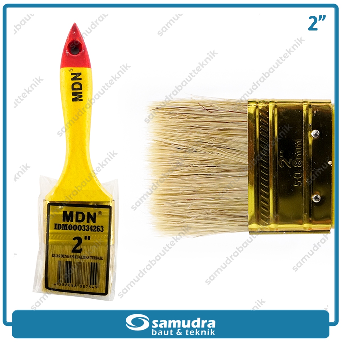 Kuas 2 inch Putih MDN Koas Cat Tembok 2" Gagang Kayu Wood Paint Brush ...